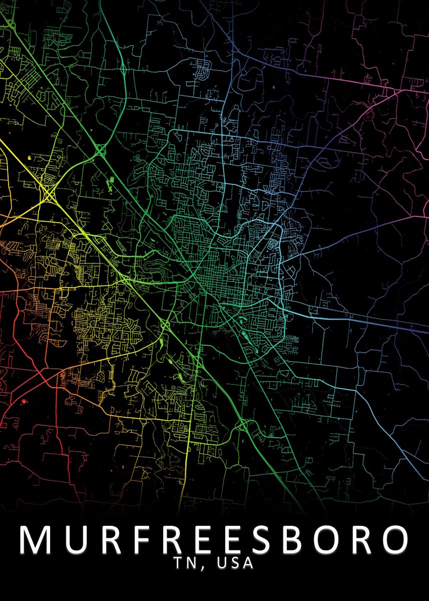 'Murfreesboro USA City Map' Poster, picture, metal print, paint by City ...