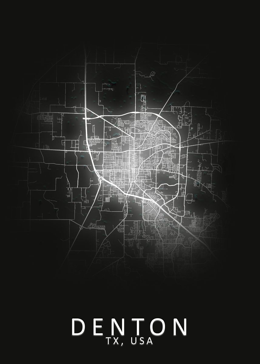 'Denton TX USA City Map' Poster, picture, metal print, paint by City ...