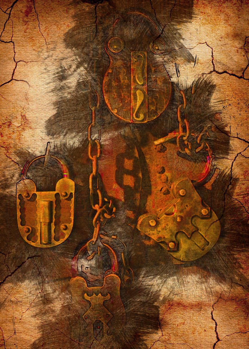 'Iron Chain and Locks' Poster, picture, metal print, paint by Cat ...