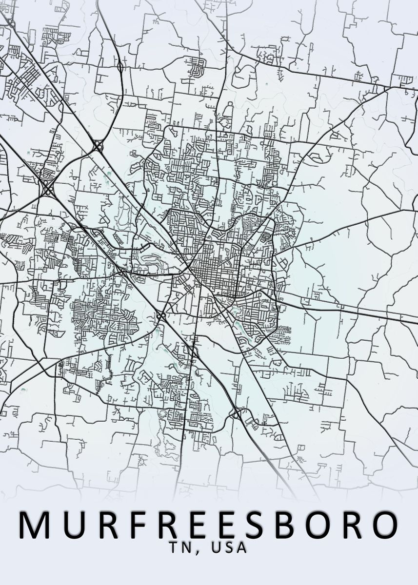 'Murfreesboro USA City Map' Poster, picture, metal print, paint by City ...