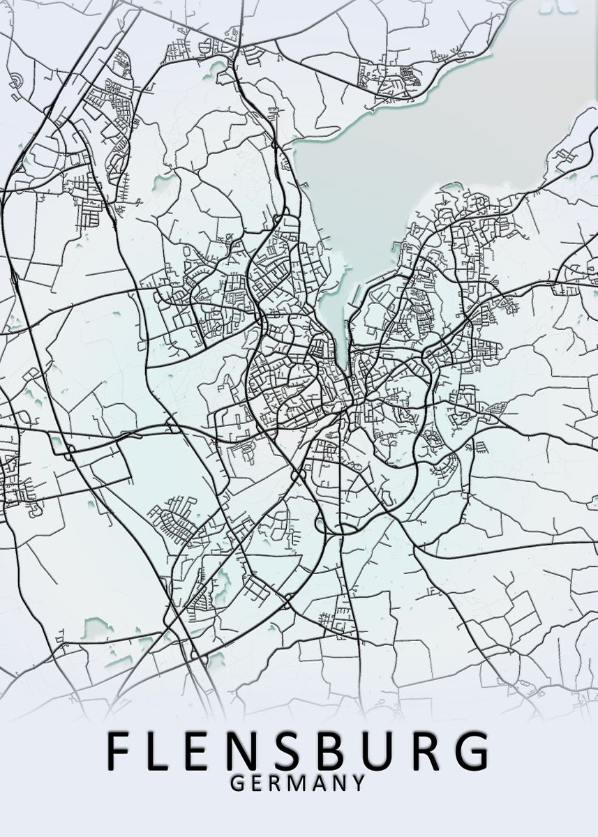 'Flensburg Germany City Map' Poster, picture, metal print, paint by ...
