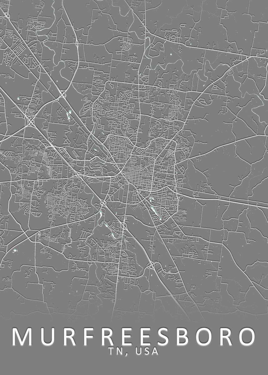 'Murfreesboro USA City Map' Poster, picture, metal print, paint by City ...
