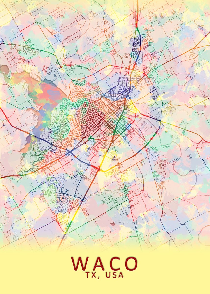 'Waco TX USA City Map' Poster, picture, metal print, paint by City Map ...