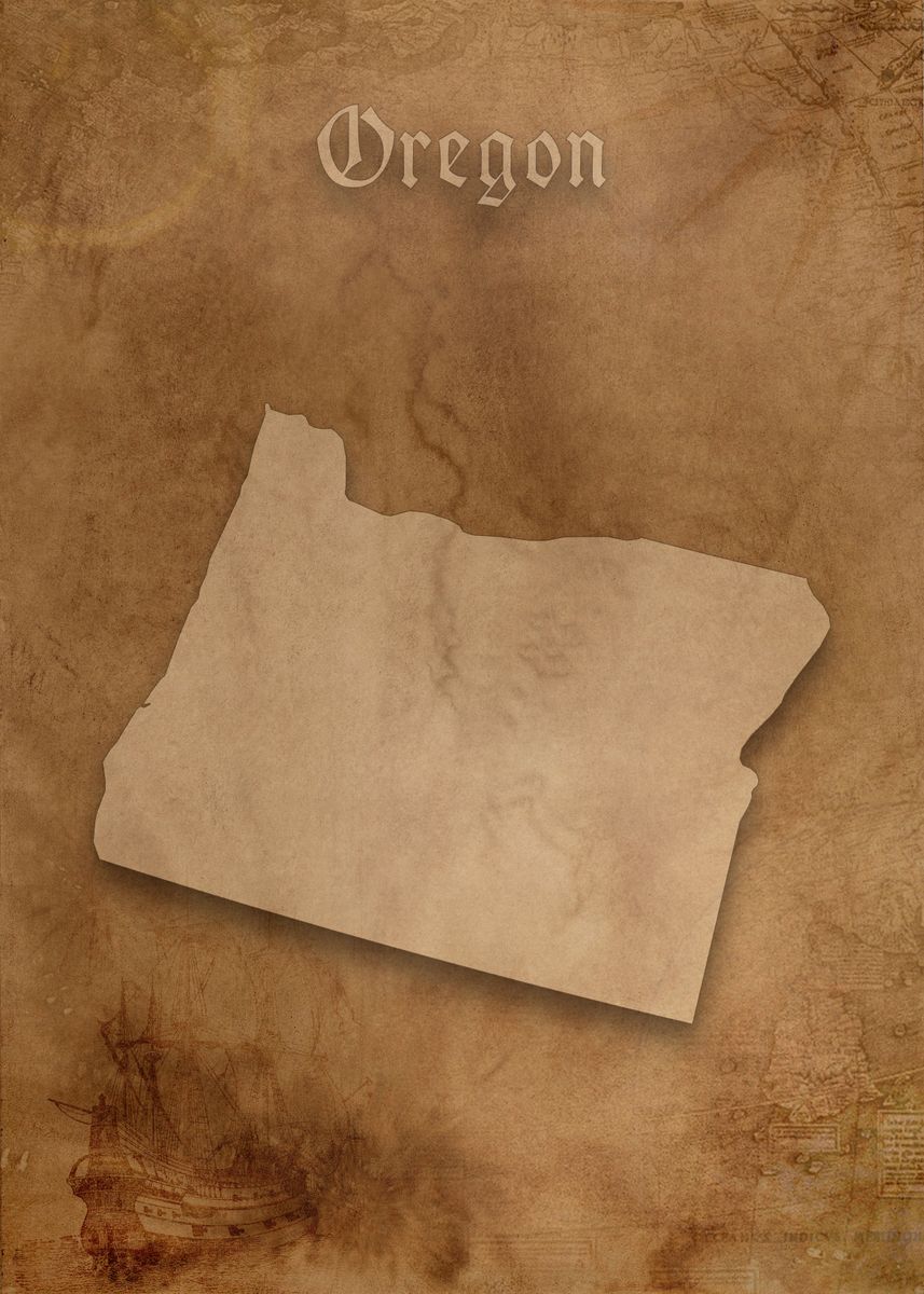 'Oregon Vintage Map' Poster by Unchained Tom | Displate