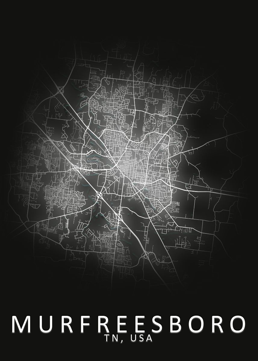 'Murfreesboro USA City Map' Poster, picture, metal print, paint by City ...