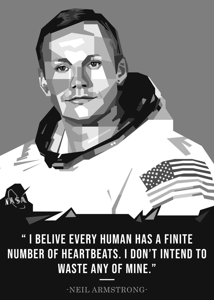 'Neil Armstrong blacknwhite' Poster, picture, metal print, paint by ...