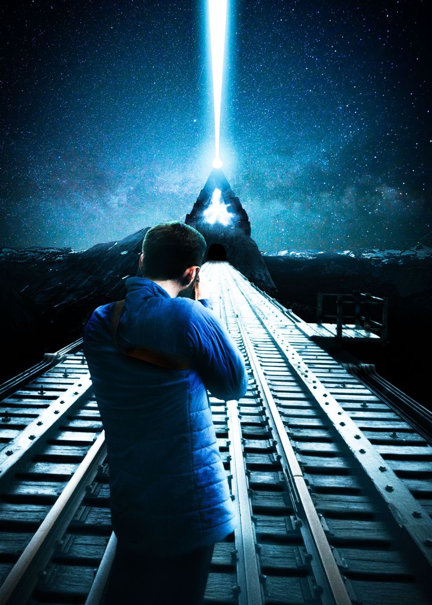 'Man Capturing Galaxy Ray' Poster by Nour Ahmed | Displate