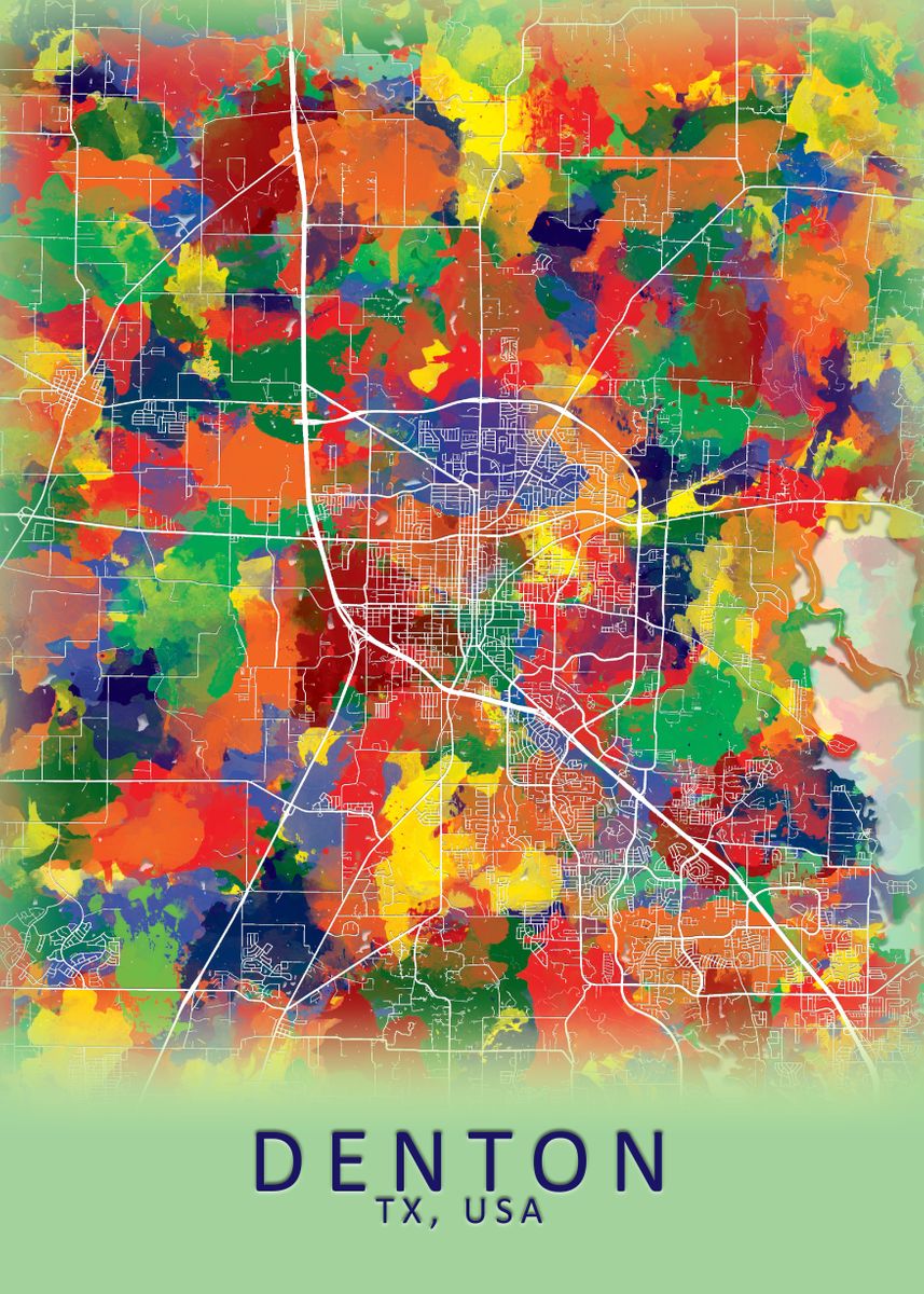'Denton TX USA City Map' Poster by City Map Art Prints | Displate