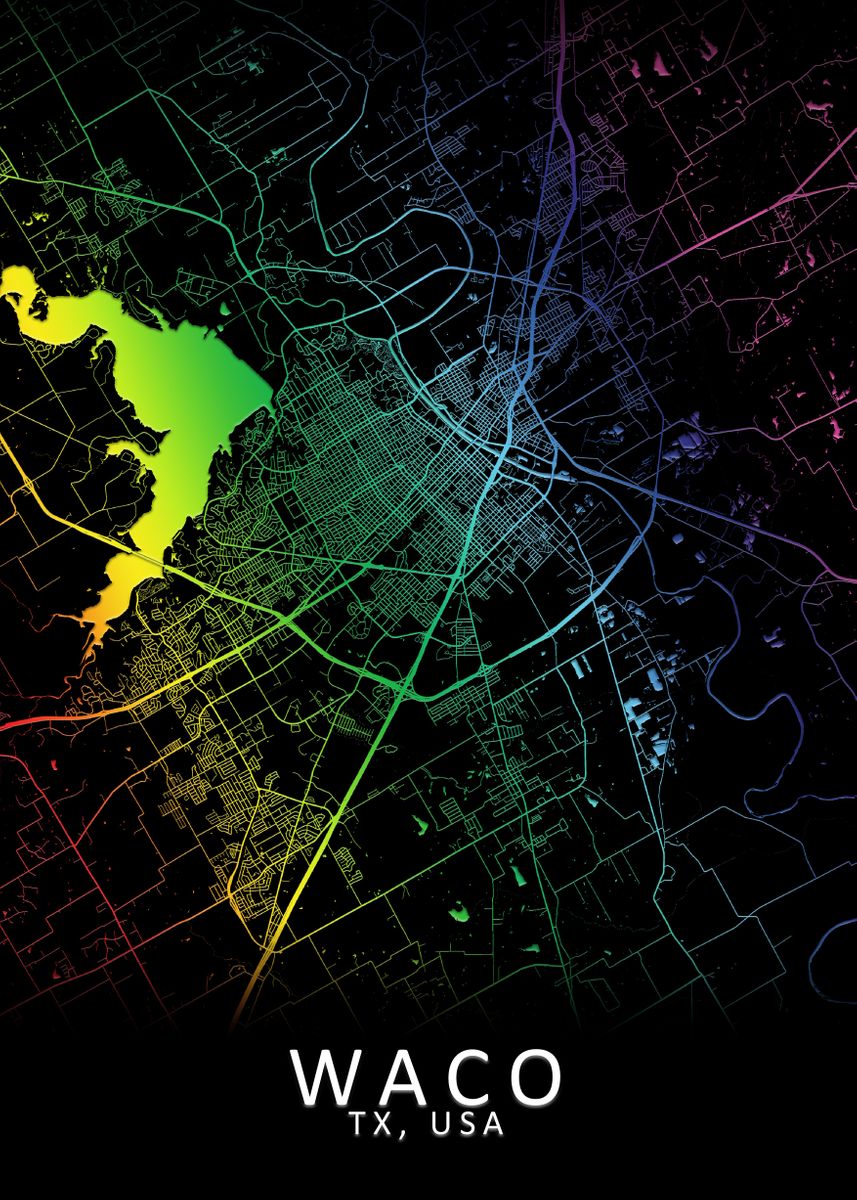 'Waco TX USA City Map' Poster, picture, metal print, paint by City Map ...