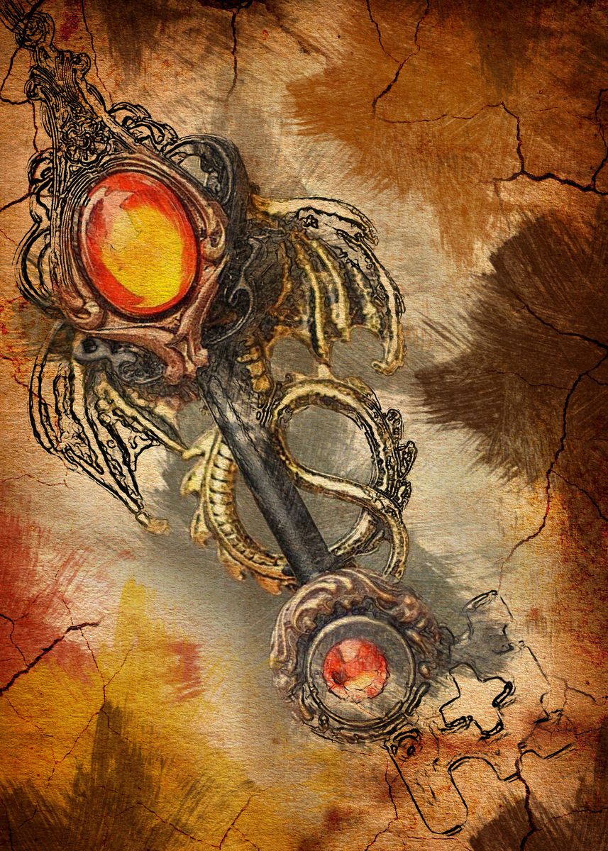 'Magic Key Dragon Wings' Poster, picture, metal print, paint by Cat ...