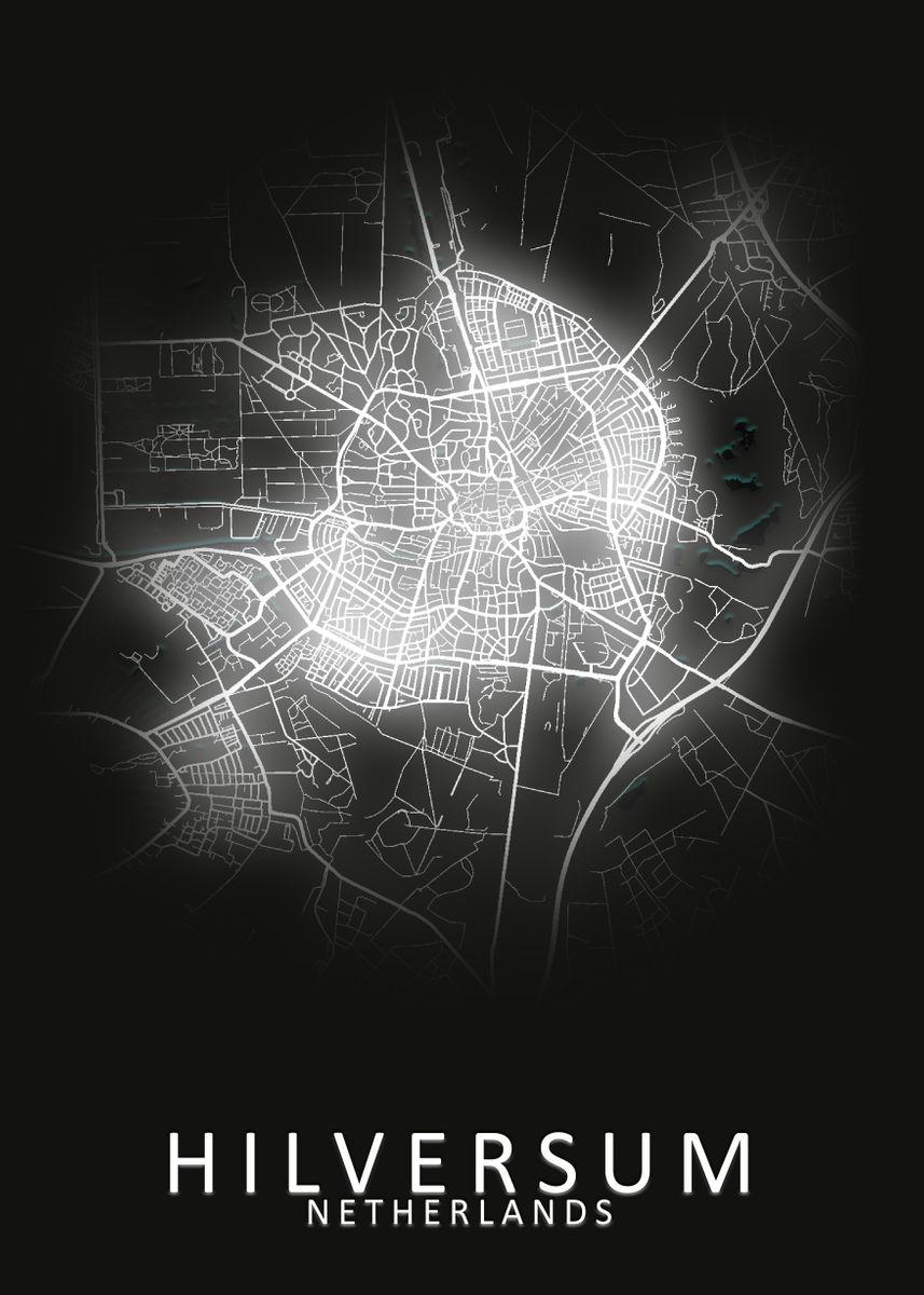 'Hilversum Netherlands Map' Poster, picture, metal print, paint by City ...