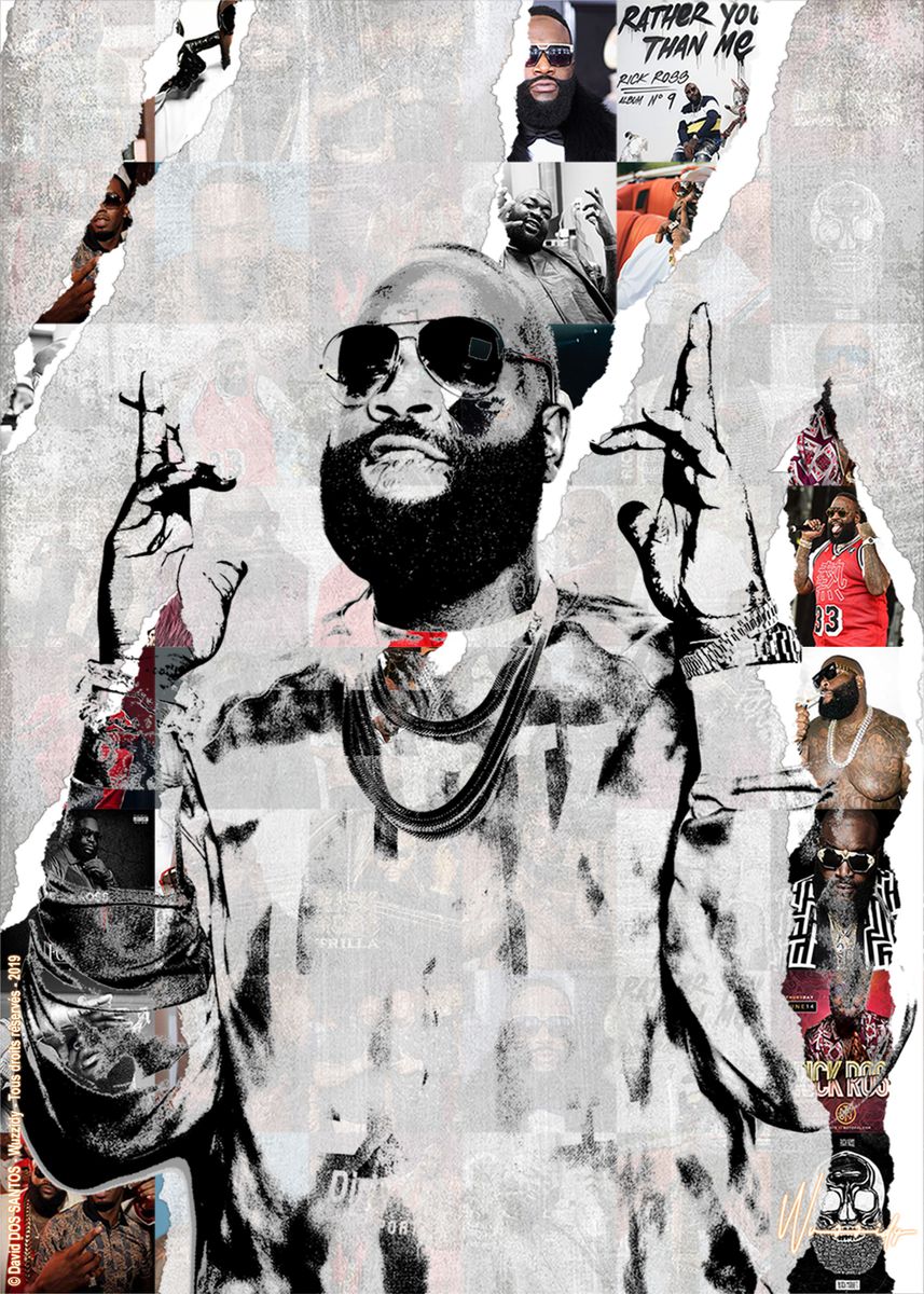 'Rick Ross' Poster, picture, metal print, paint by Wuzzidy | Displate