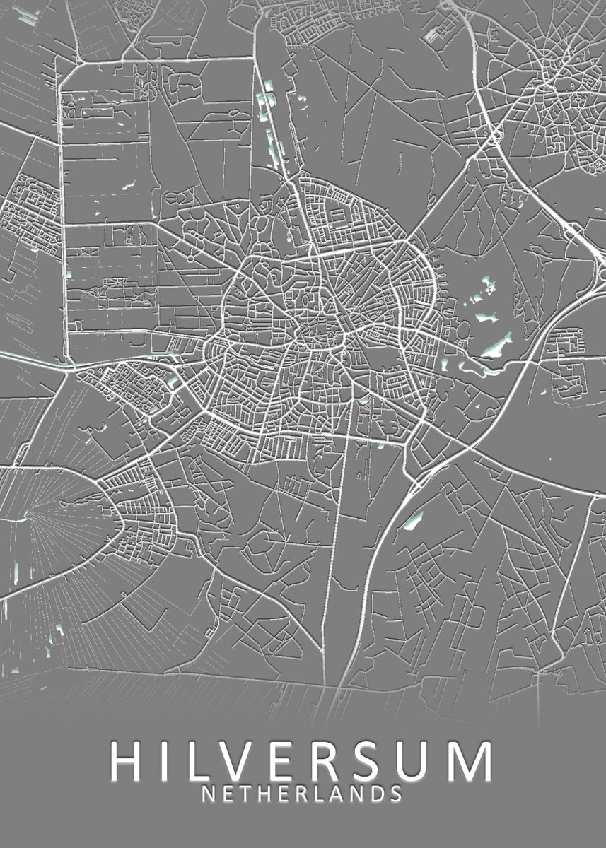 'Hilversum Netherlands Map' Poster, picture, metal print, paint by City Map Art Prints | Displate