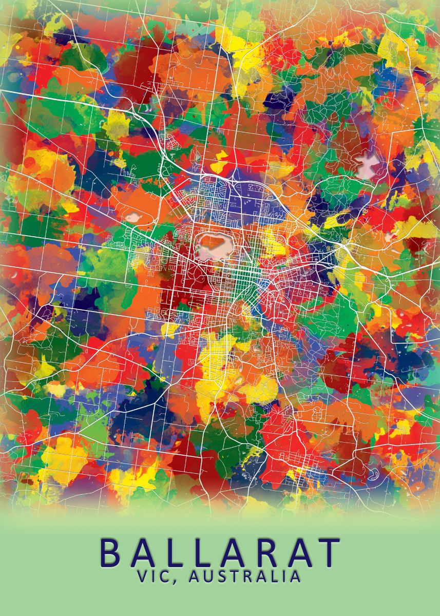 'Ballarat VIC Australia Map' Poster, picture, metal print, paint by ...