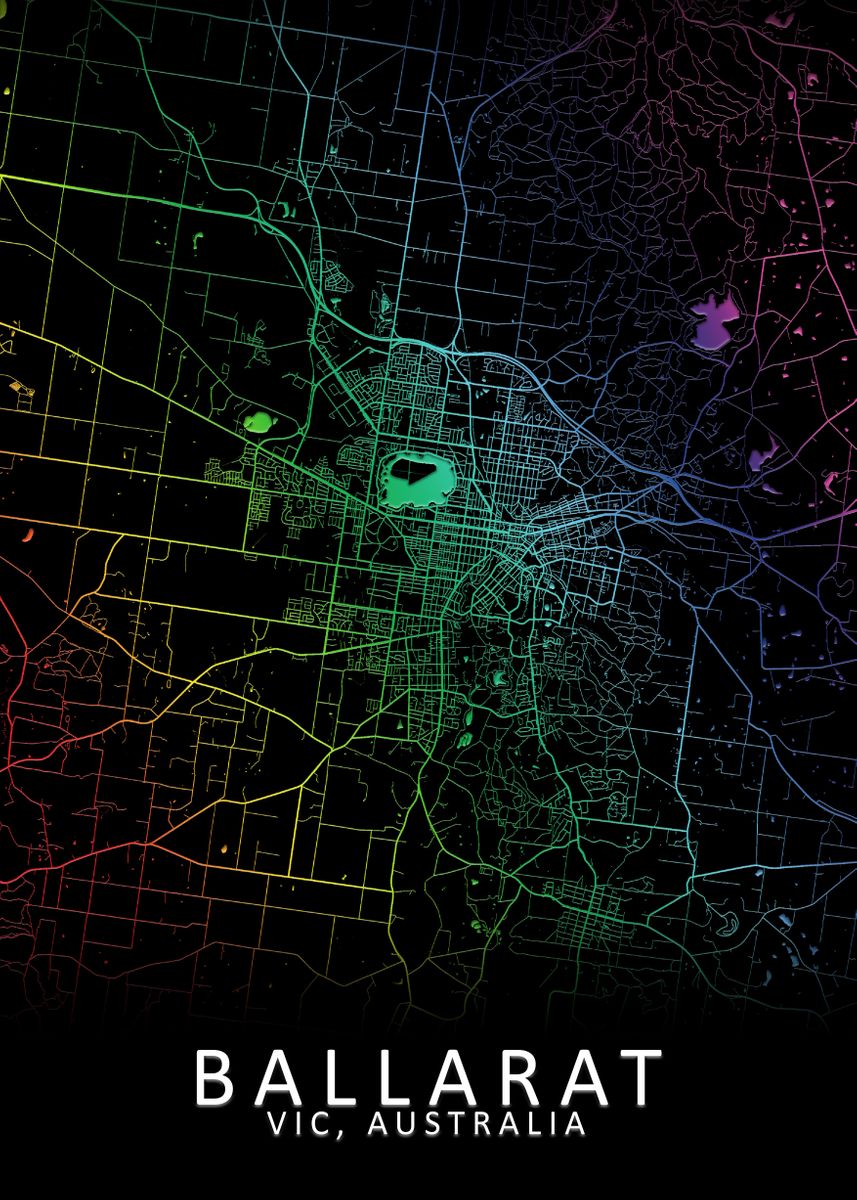 'Ballarat VIC Australia Map' Poster, picture, metal print, paint by ...