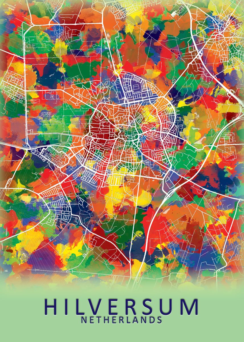 'Hilversum Netherlands Map' Poster, picture, metal print, paint by City ...