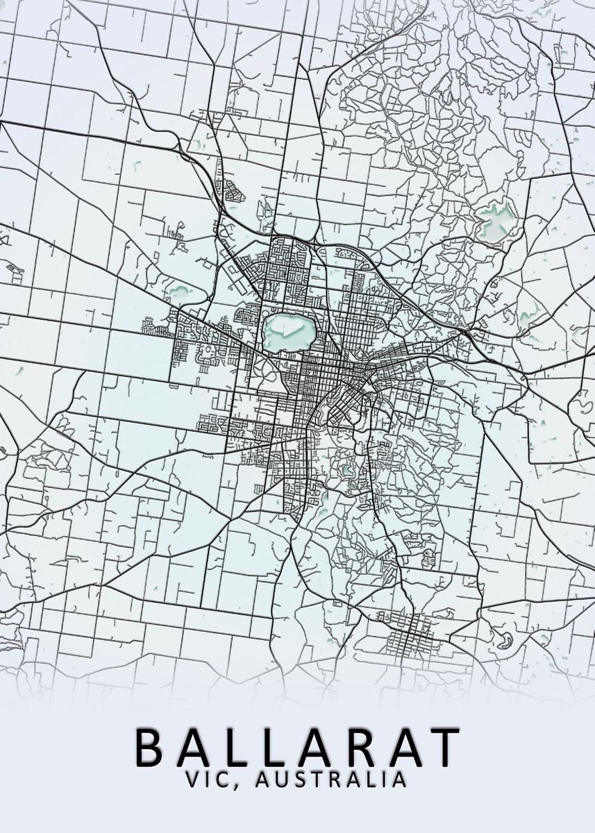 'Ballarat VIC Australia Map' Poster, picture, metal print, paint by ...