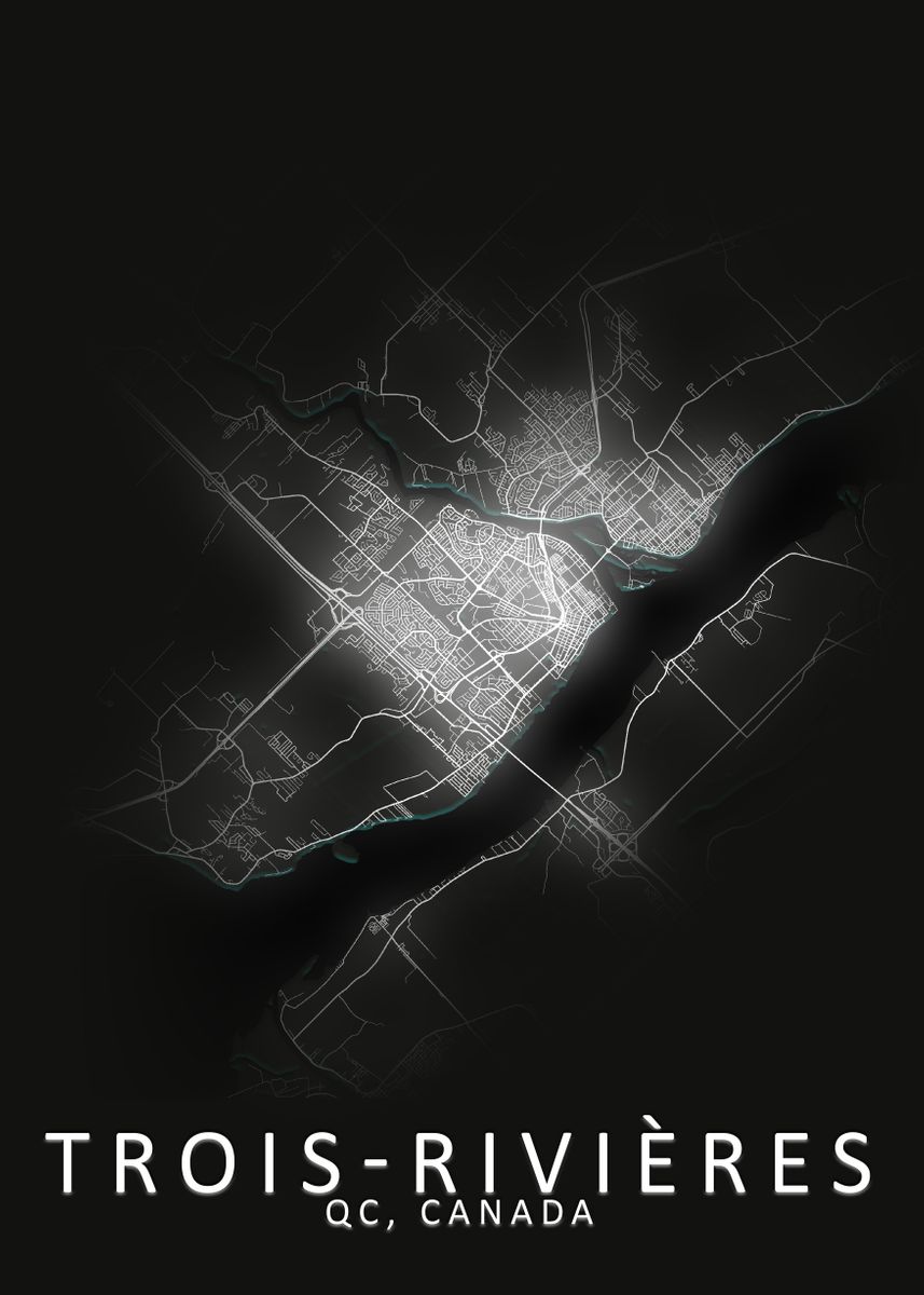 'Trois Rivieres Canada Map' Poster, picture, metal print, paint by City ...