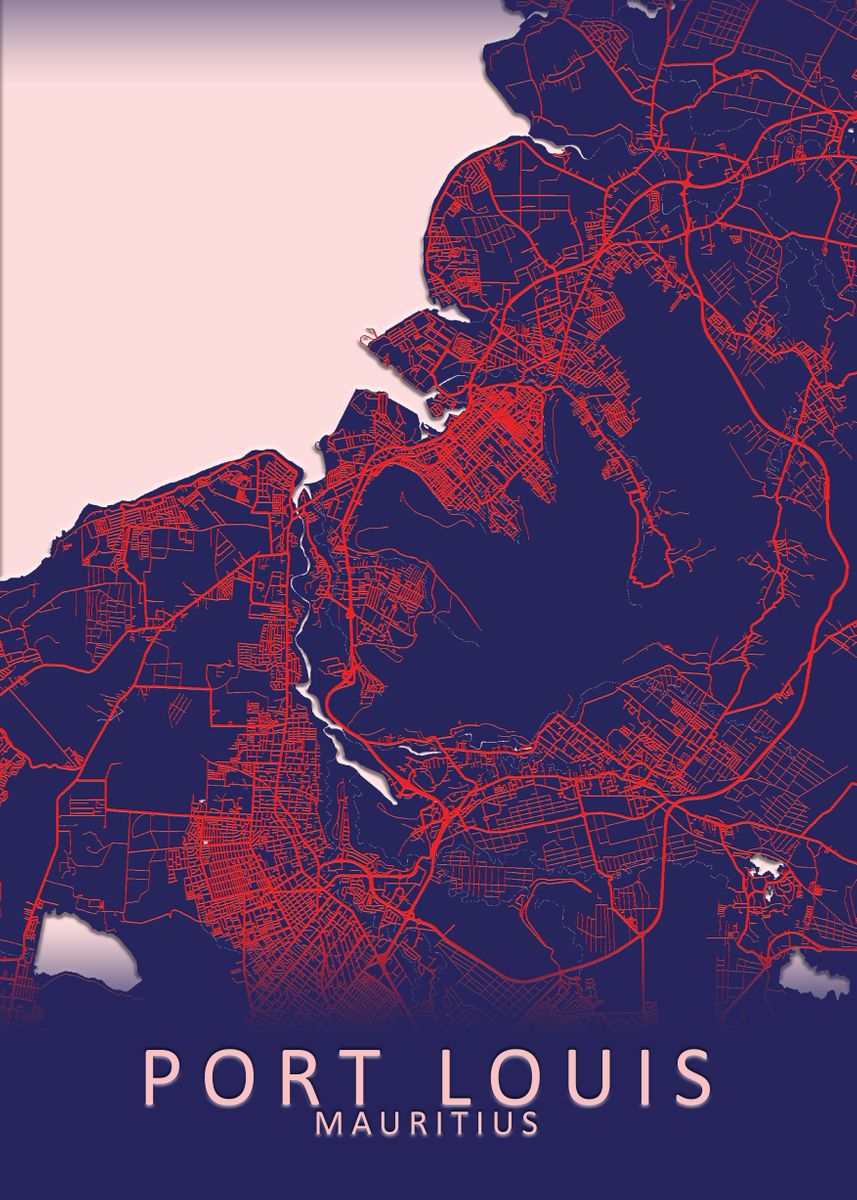 'Port Louis Mauritius Map' Poster, picture, metal print, paint by City ...