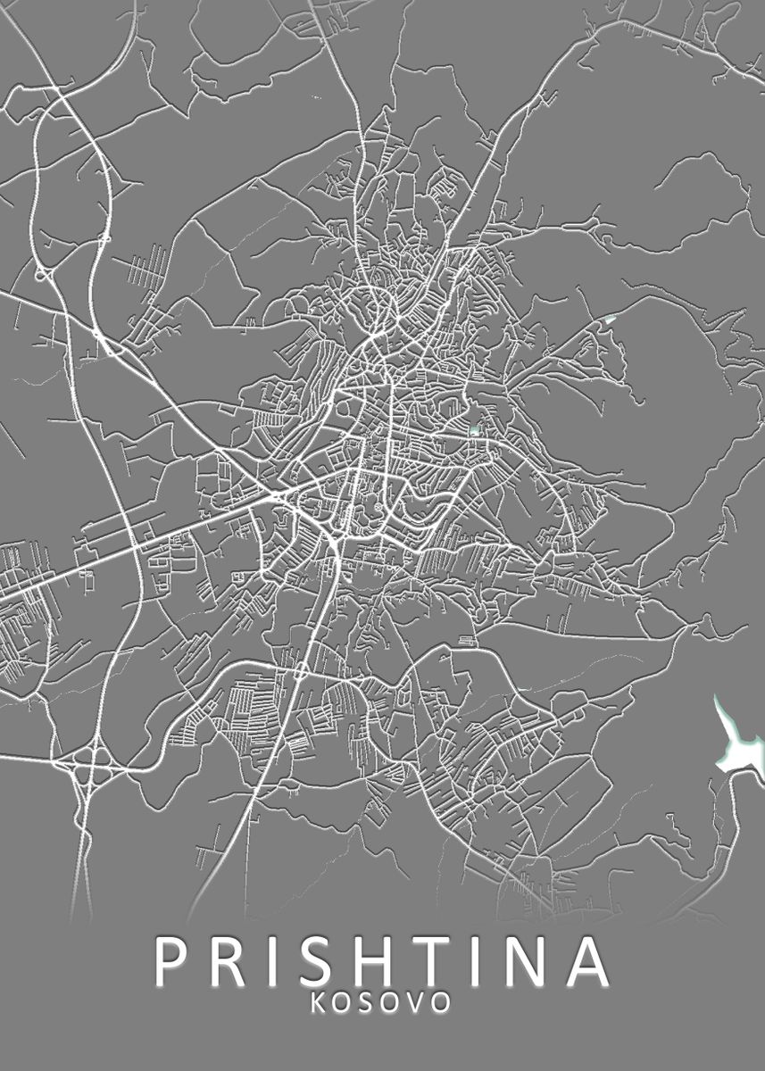 'Prishtina Kosovo City Map' Poster, picture, metal print, paint by City ...