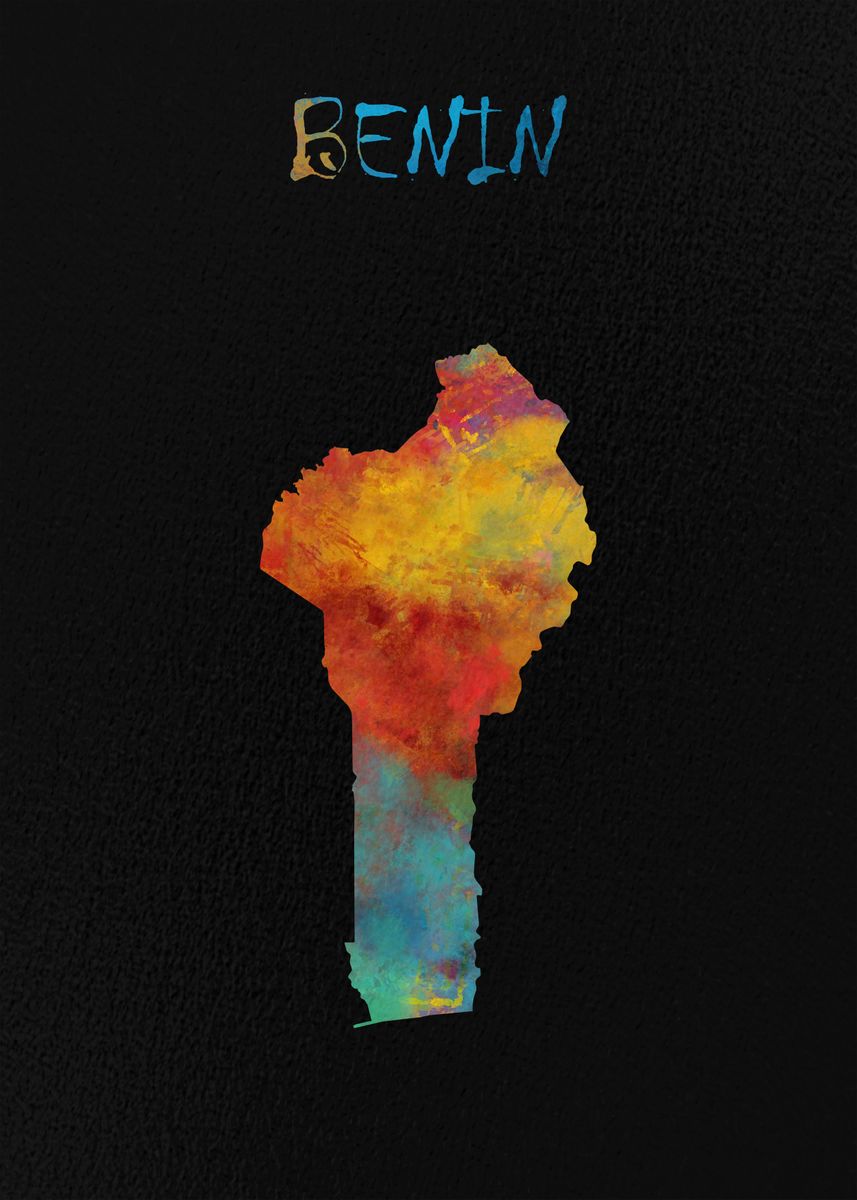 'Map of Benin' Poster, picture, metal print, paint by Unchained Tom ...