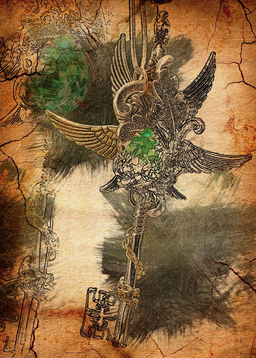 'Elven Winged Key' Poster, picture, metal print, paint by Cat Coconut ...