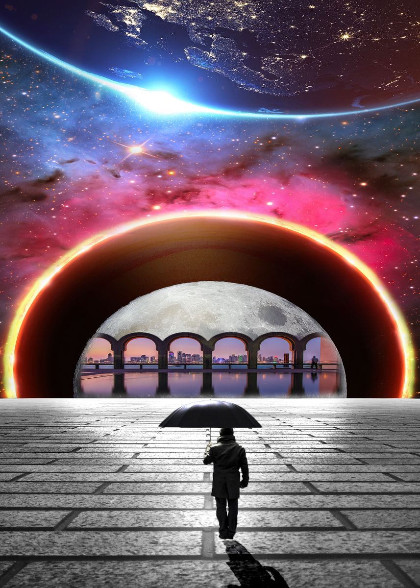 'Moon terrace view ' Poster, picture, metal print, paint by Milos Maric ...