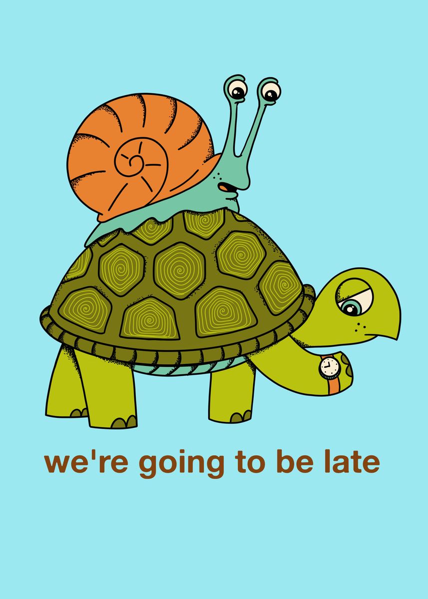 'Turtle and Snail' Poster, picture, metal print, paint by Coffee Man ...