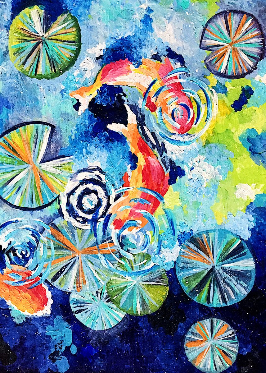 'Koi Pond' Poster, picture, metal print, paint by Artemis Rose | Displate