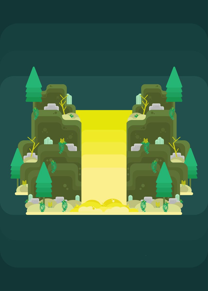 'Flat Waterfall' Poster by Khalik Putra | Displate