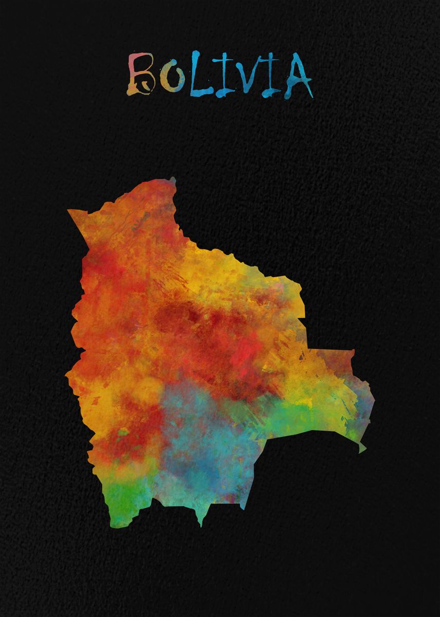 'Map of Bolivia' Poster, picture, metal print, paint by Unchained Tom ...