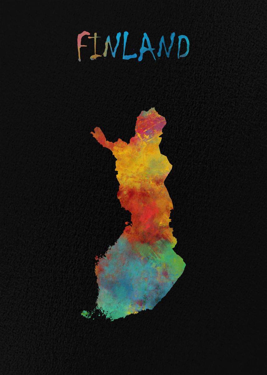 'Map of Finland' Poster, picture, metal print, paint by Unchained Tom ...