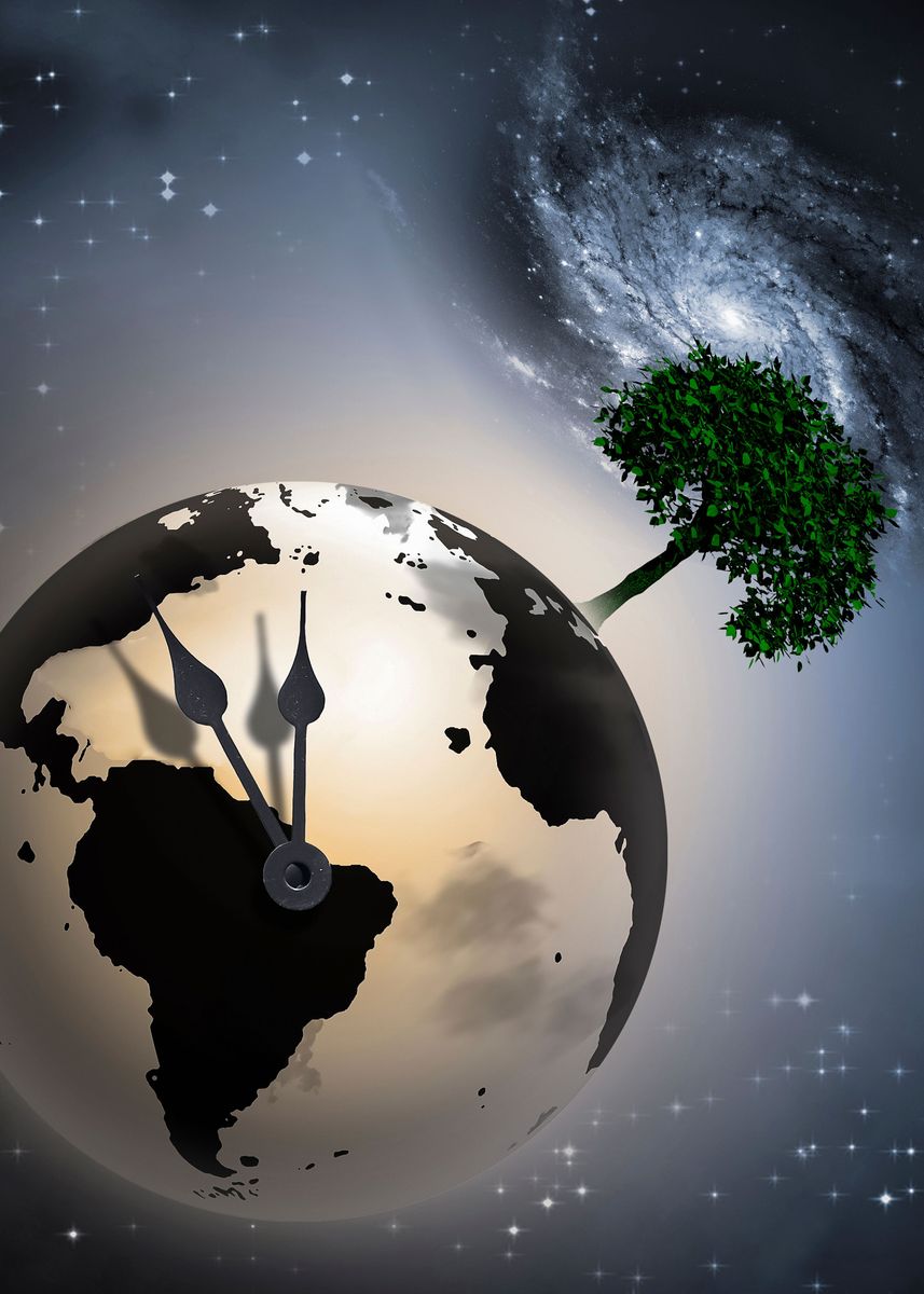 'Clock Ticking Earth' Poster, picture, metal print, paint by Bruce ...