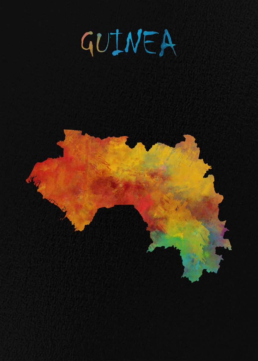 'Map of Guinea' Poster, picture, metal print, paint by Unchained Tom ...