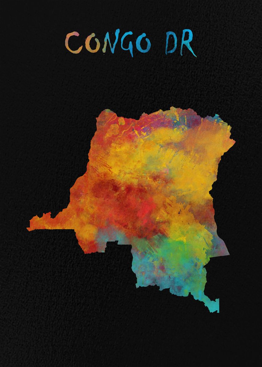 'Map of Congo DR' Poster, picture, metal print, paint by Unchained Tom ...