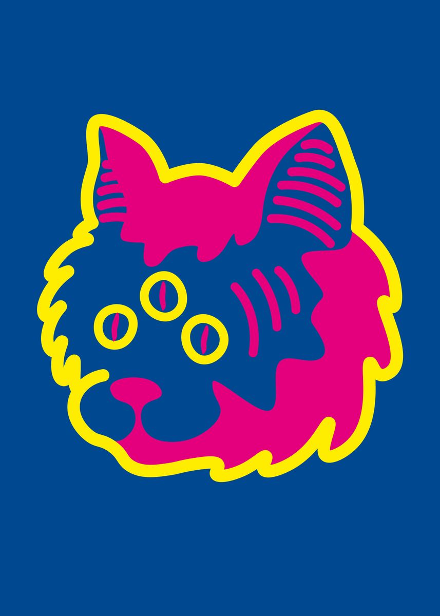 'cute acid cat' Poster, picture, metal print, paint by Ann-Kathrin ...