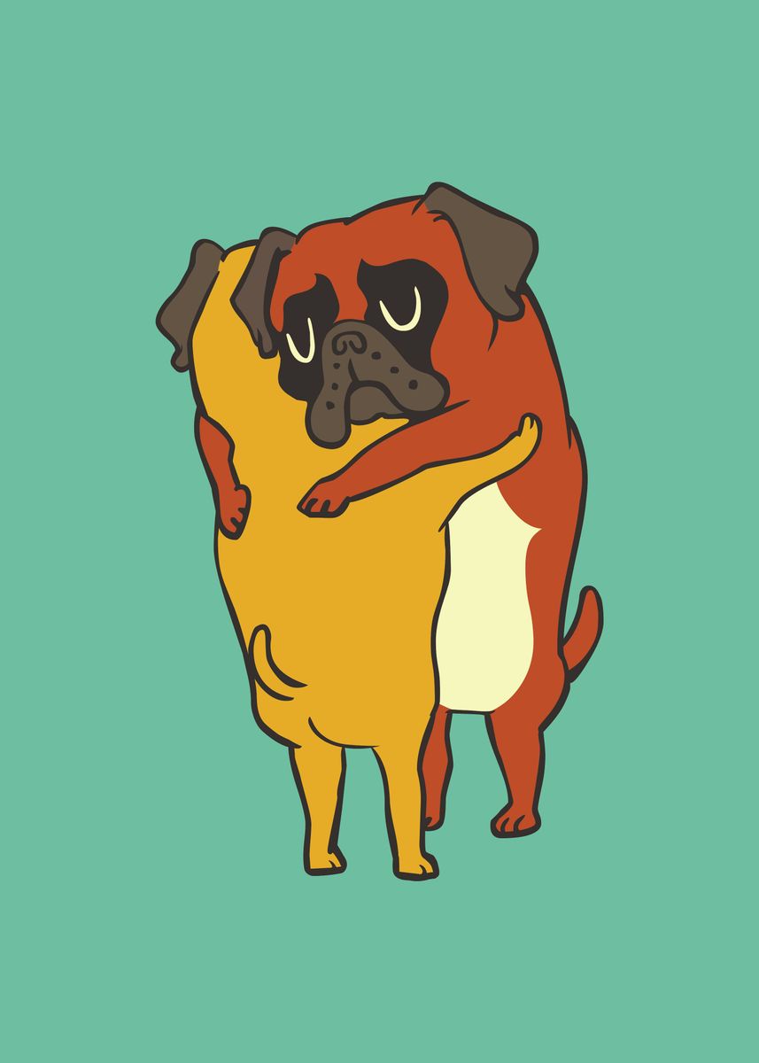 ' Boxer Hugs' Poster, picture, metal print, paint by Chalermphol ...