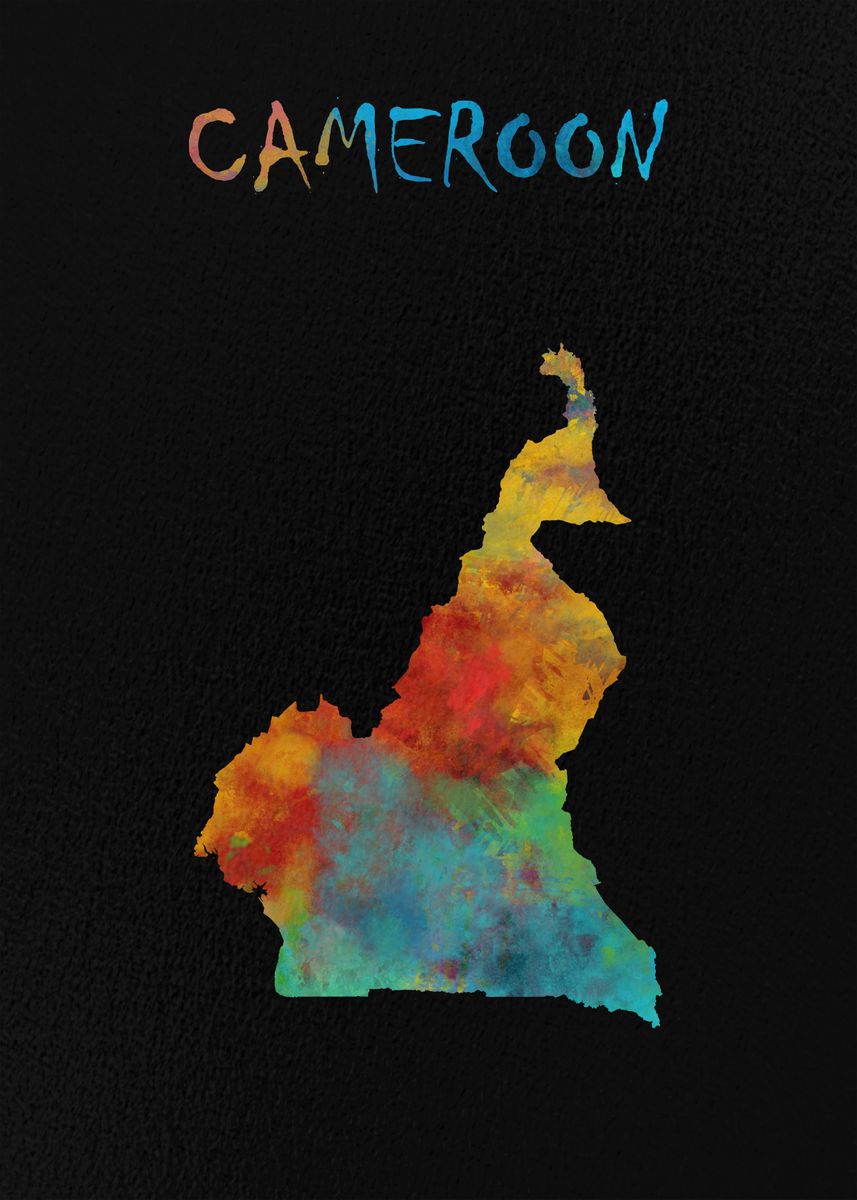 'Map of Cameroon' Poster, picture, metal print, paint by Unchained Tom ...