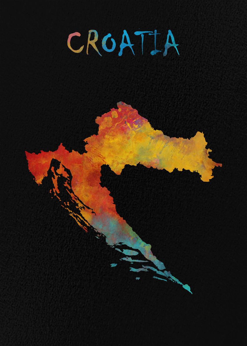 'Map of Croatia' Poster, picture, metal print, paint by Unchained Tom ...