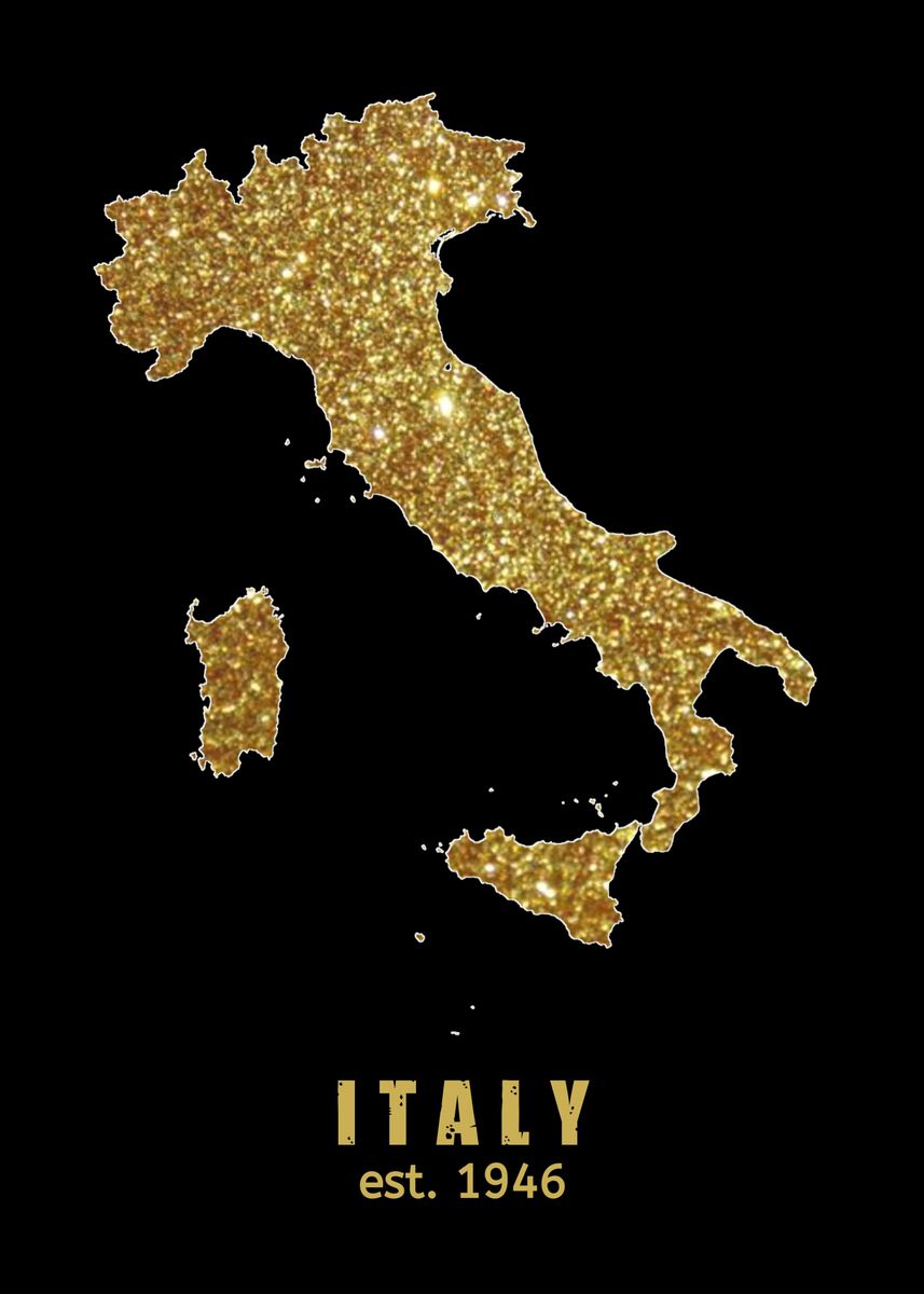 'Italia gold map' Poster, picture, metal print, paint by Miracle Studio ...