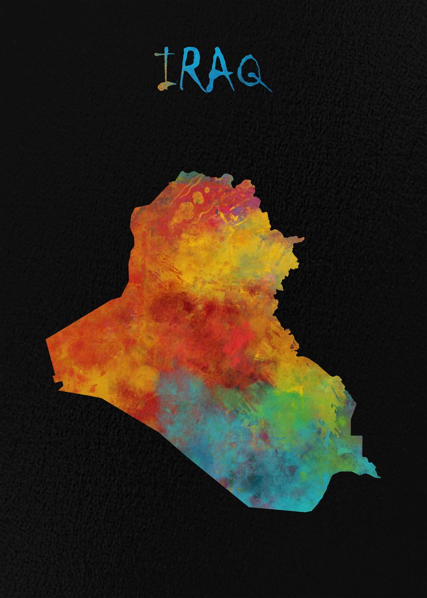 'Map of Iraq' Poster, picture, metal print, paint by Unchained Tom ...