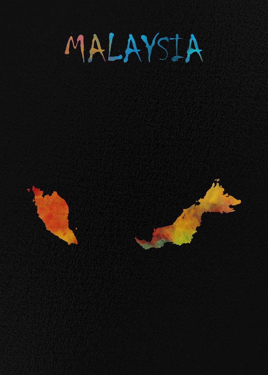 'Map of Malaysia' Poster, picture, metal print, paint by Unchained Tom ...