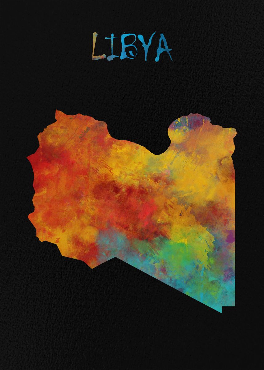 'Map of Libya' Poster, picture, metal print, paint by Unchained Tom ...