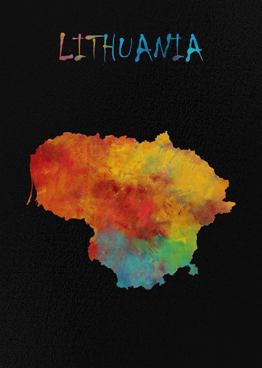 'Map of Lithuania' Poster by Unchained Tom | Displate