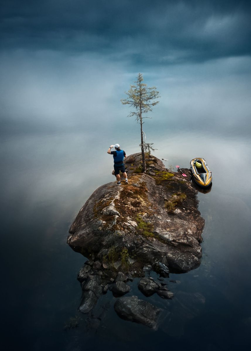 'Man on the island' Poster, picture, metal print, paint by Pawel Kaim ...