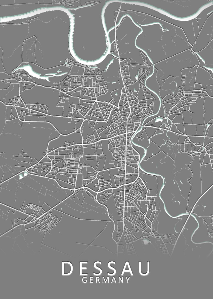 'Dessau Germany City Map' Poster, picture, metal print, paint by City ...