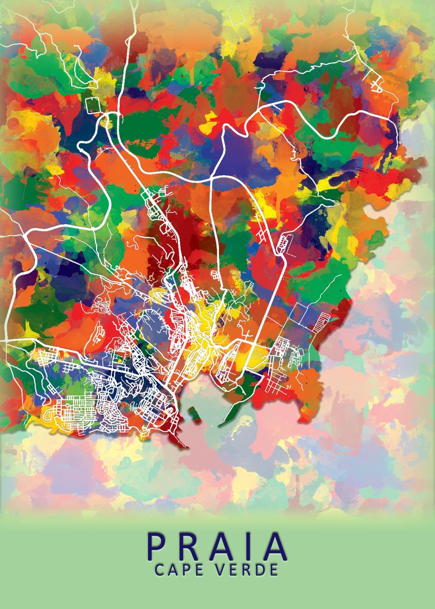 'Praia Cape Verde City Map' Poster, picture, metal print, paint by City ...