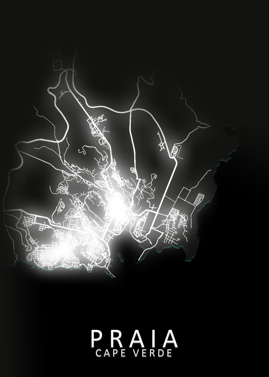 'Praia Cape Verde City Map' Poster by City Map Art Prints | Displate