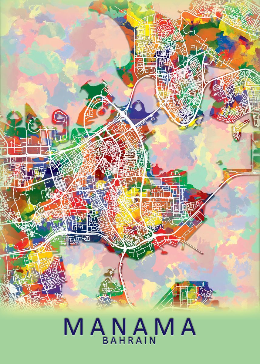 'Manama Bahrain City Map' Poster by City Map Art Prints | Displate