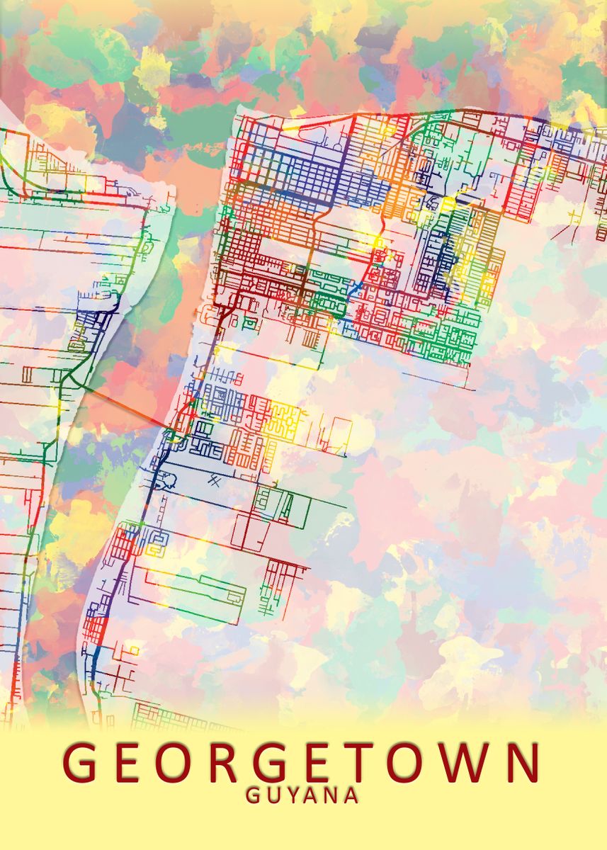 'Georgetown Guyana City Map' Poster by City Map Art Prints | Displate